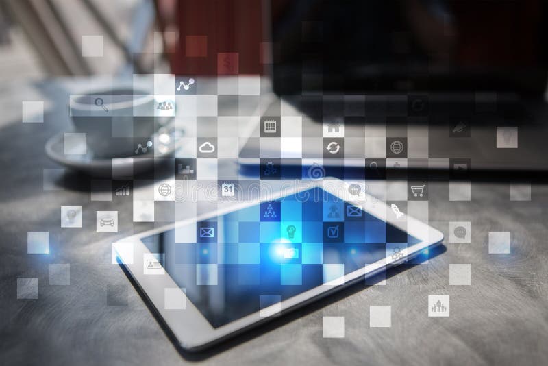 Virtual Screen Interface with Applications Icons. APPS. Strategy ...
