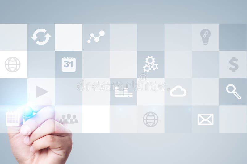 Virtual Screen Interface with Applications Icons. APPS. Strategy ...
