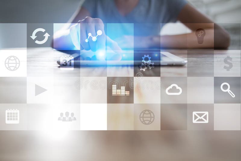 Virtual Screen Interface with Applications Icons. APPS. Strategy ...