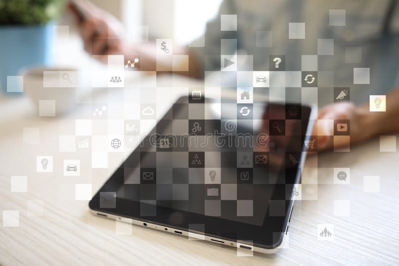 Virtual Screen Interface with Applications Icons. APPS. Strategy ...