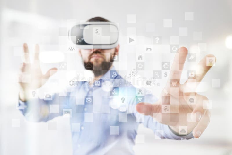 Virtual Screen Interface with Applications Icons. APPS. Strategy ...