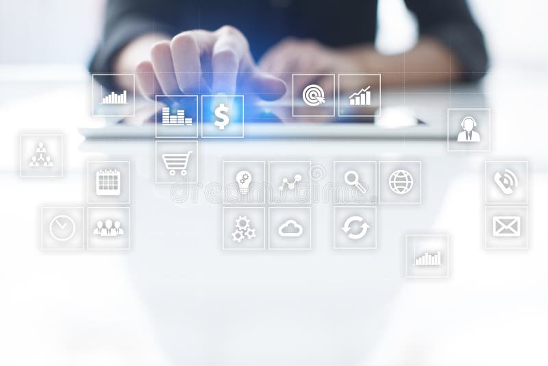 Virtual Screen Interface with Applications Icons. APPS. Strategy ...