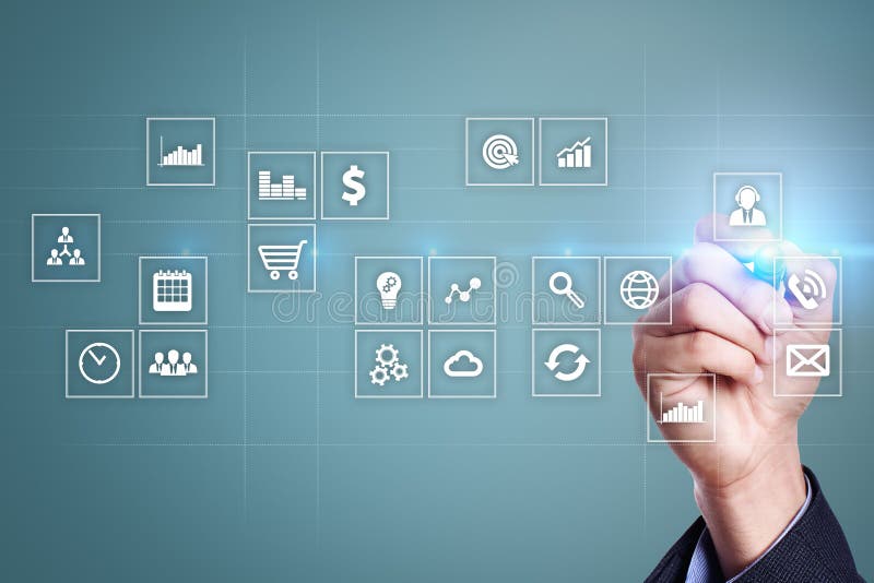 Virtual Screen Interface with Applications Icons. APPS. Strategy ...