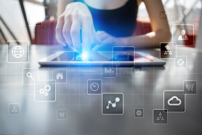 Virtual Screen Interface with Applications Icons. Internet Technology ...