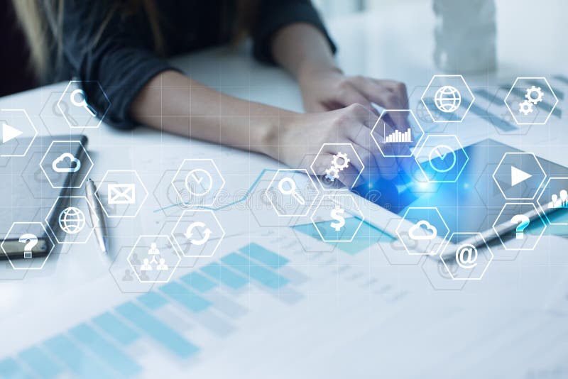 Virtual Screen Interface with Applications Icons. Internet Technology ...