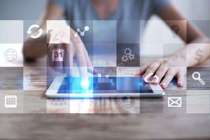 Virtual Screen Interface with Applications Icons. Internet Technology ...