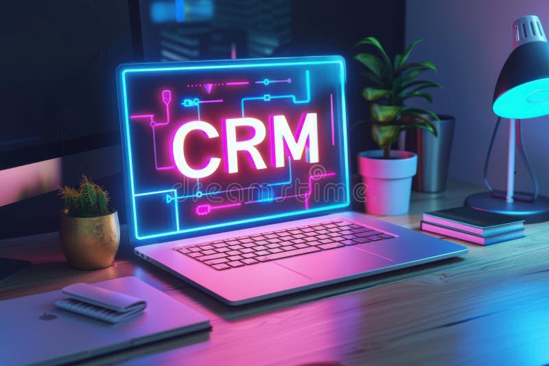 A Virtual Screen Show CRM Customer Relationship Management Stock Image - Image of support, icon ...