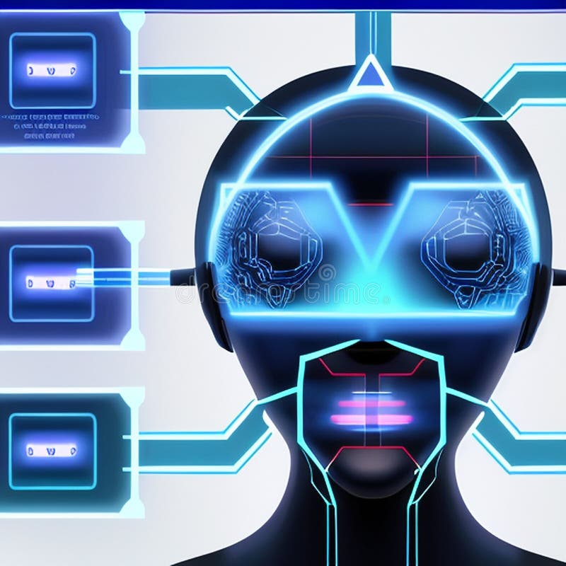 Virtual Screen Showing the Concept of AI Technology Stock Illustration ...