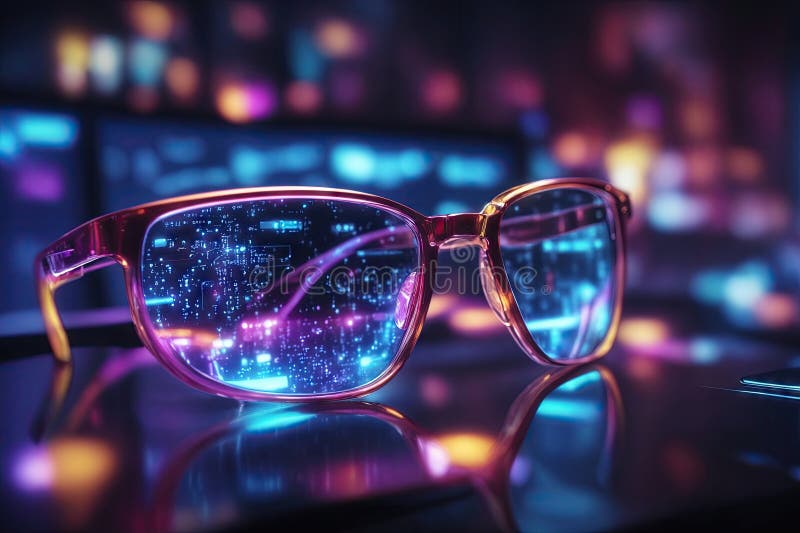 Virtual Screen Smart Glasses with Futuristic High Tech Interface ...