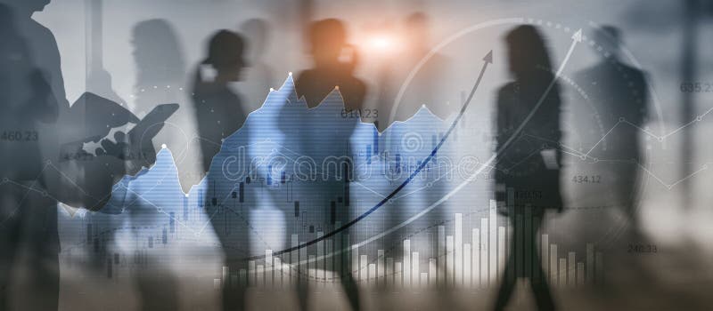 Virtual Screen with Stock Market Changes. Business Finance Graph Chart ...