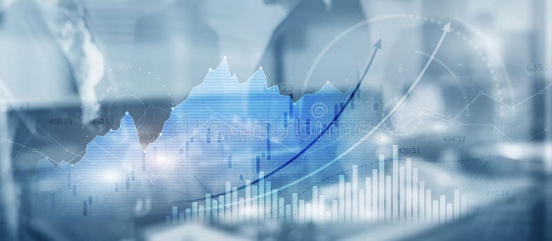 Virtual Screen with Stock Market Changes. Business Finance Graph Chart ...