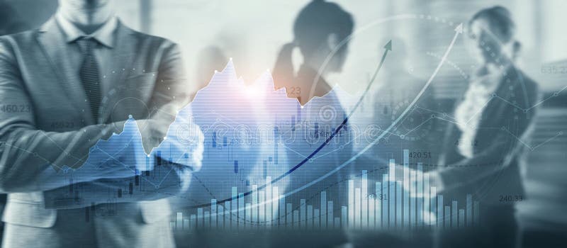 Virtual Screen with Stock Market Changes. Business Finance Graph Chart ...