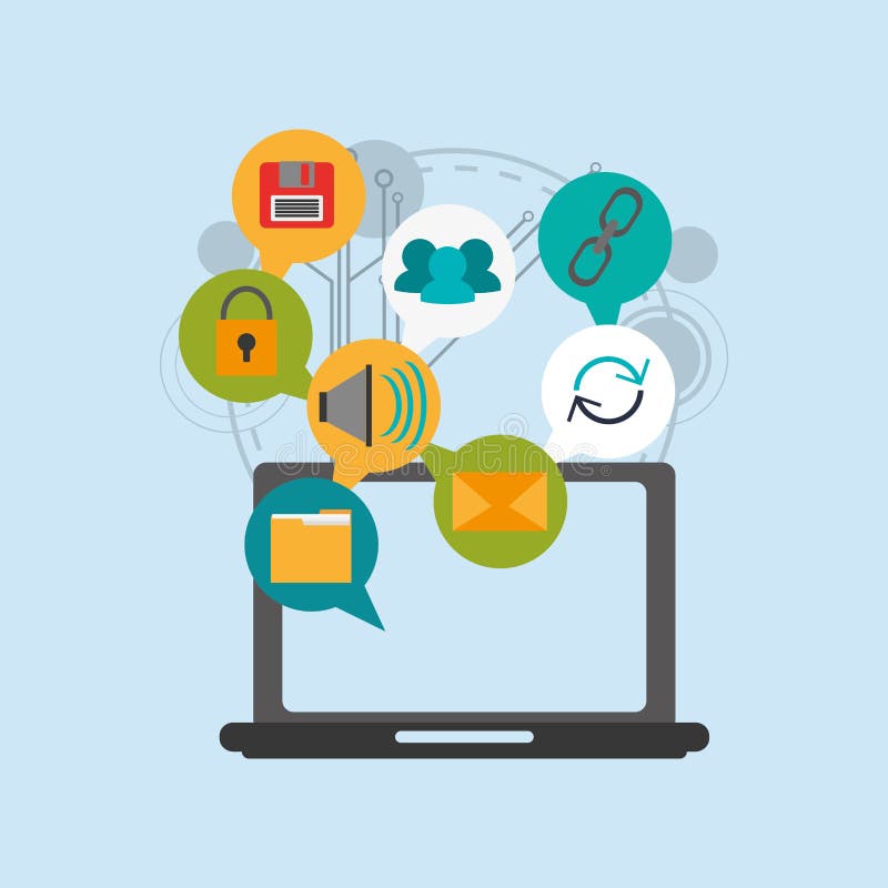 Virtual Security System Icons Image Stock Vector - Illustration of ...