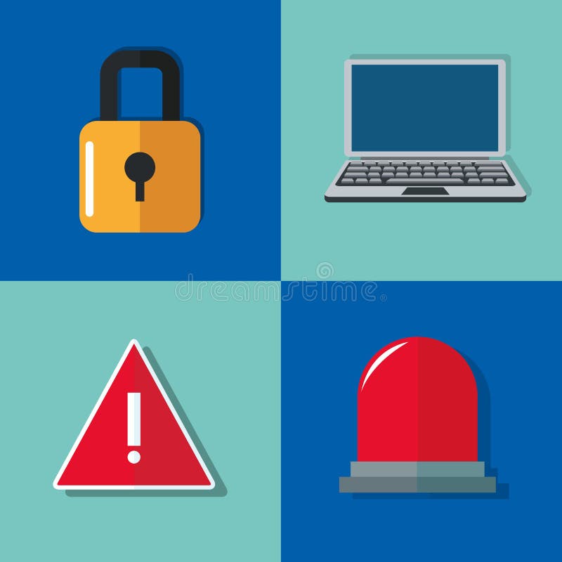 Virtual Security System Icons Image Stock Vector - Illustration of safe ...