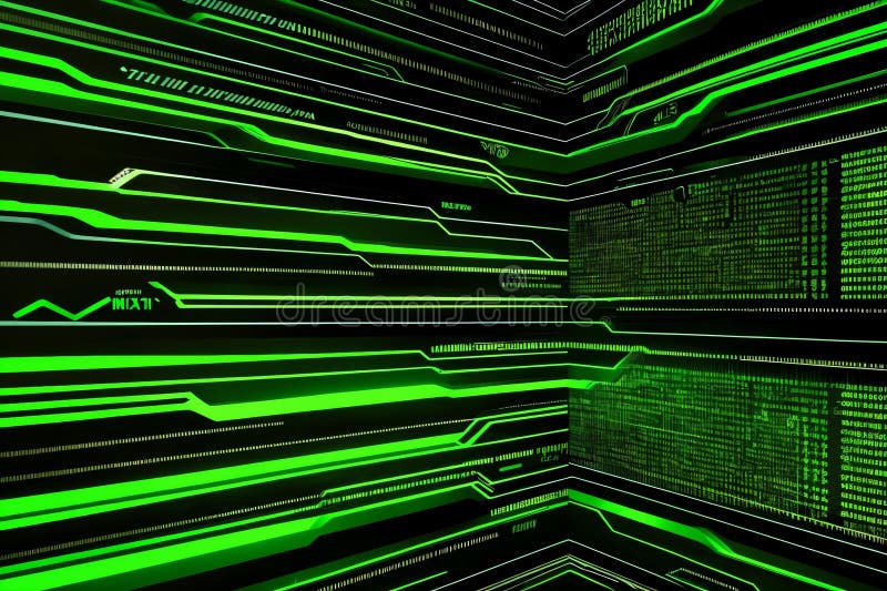 Virtual Security Technology Binary Code on Matrix Background.AI ...