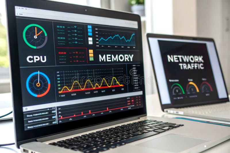 Virtual Server Dashboard with System Stats Displayed Stock Illustration ...