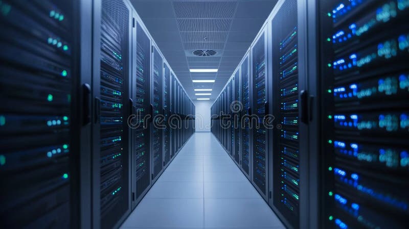 Virtual Server Management in High-Tech Environment Stock Illustration ...