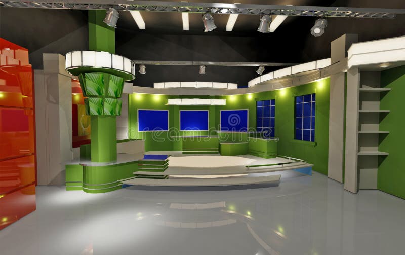 Studio tv virtual set stock illustration. Illustration of blue - 28874124