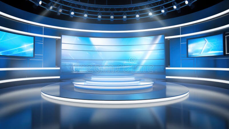 Virtual Set of Professional Broadcast Tv Studio Studio. News Room ...