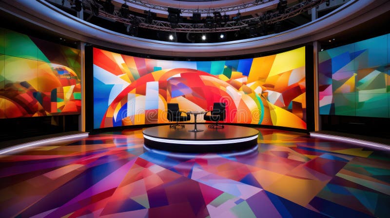 Professional Broadcast Tv Studio Studio. News Room Interior Stock Image ...