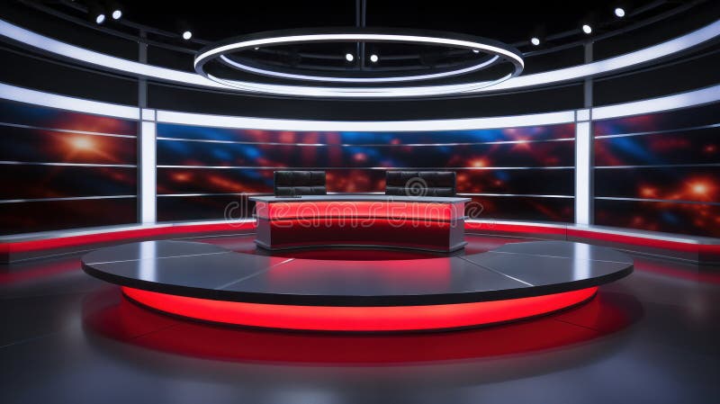 Professional Broadcast Tv Studio Studio. News Room Interior Stock Image ...