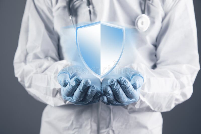 Virtual Shield in Doctor S Hand Stock Image - Image of hand ...