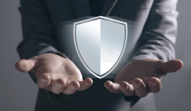 Virtual Shield in the Man S Hand Stock Photo - Image of prevent ...