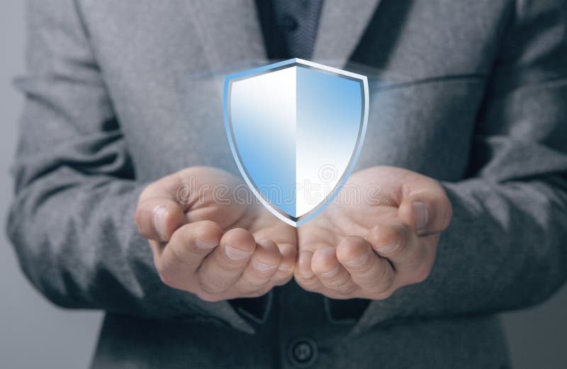 Virtual Shield in the Man S Hand Stock Photo - Image of shield, hack ...