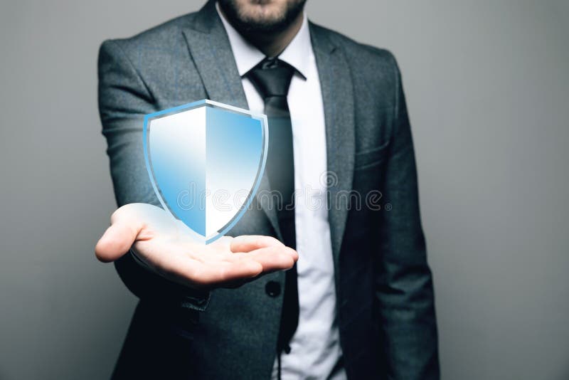 Virtual Shield in the Man S Hand Stock Image - Image of secure, hack ...