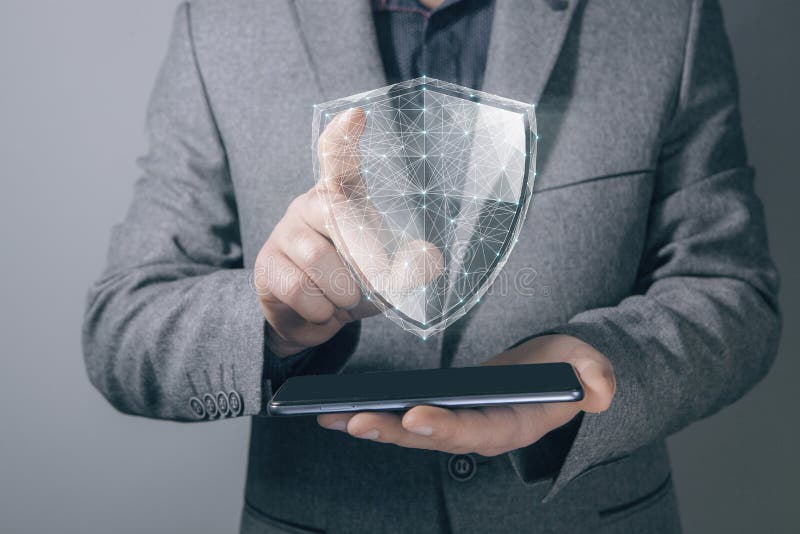 Virtual Shield from the Network. Cyber Security Concept Stock Photo ...