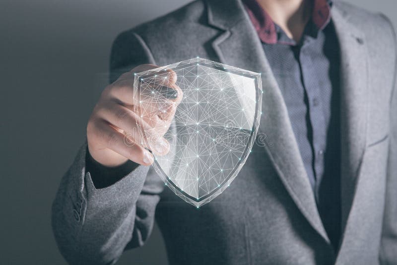 Virtual Shield from the Network. Cyber Security Concept Stock Photo ...