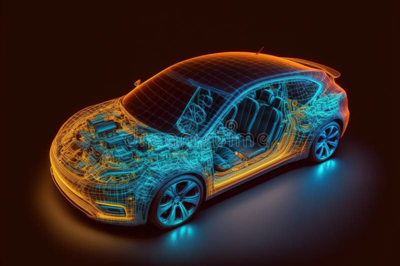 Digital Wireframe Electric Car Stock Illustrations – 306 Digital ...