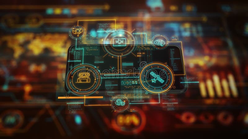 3D Smartphone Displaying Dynamic Infographics in Virtual Space Stock ...