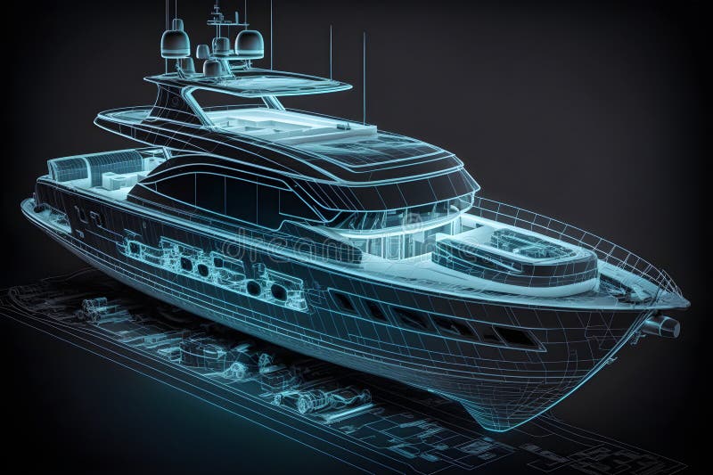 Virtual Software Simulation of a Complex Yacht Ship Stock Illustration ...