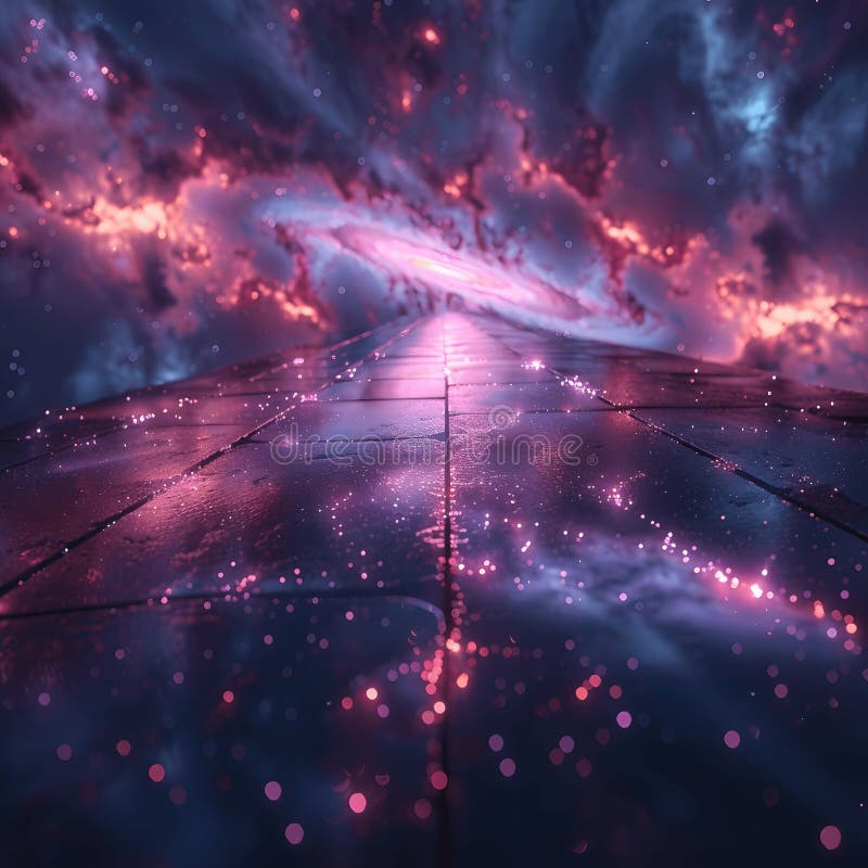 Virtual Space Horizon, Colored in Dynamic Purple. Stock Illustration ...