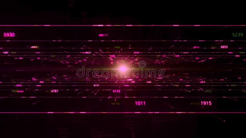 Virtual Space in Matrix with Flying Numbers and Light. Animation Stock ...