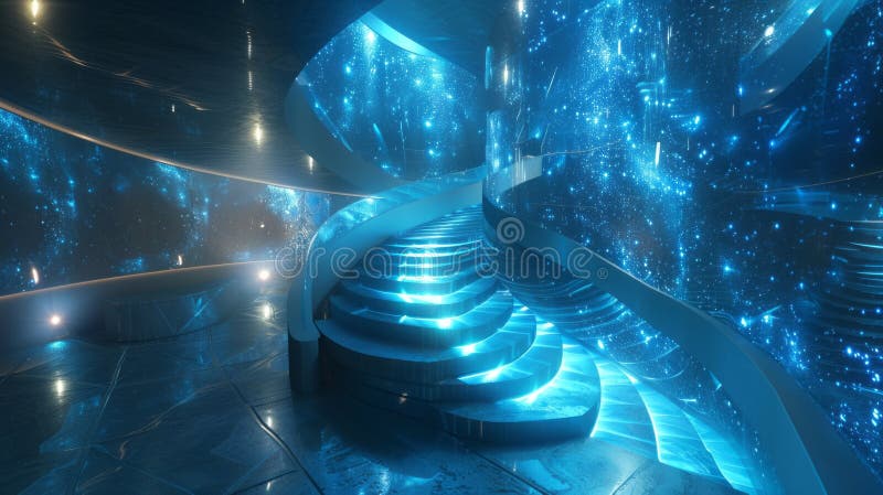 Virtual Space and Shining Staircase Image Stock Illustration ...