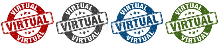 Virtual Stamp. Virtual Round Stamp Set Isolated on White Background ...