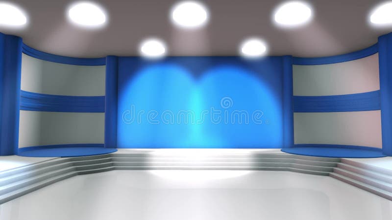 Virtual studio blue color stock video. Video of newsroom - 172483223