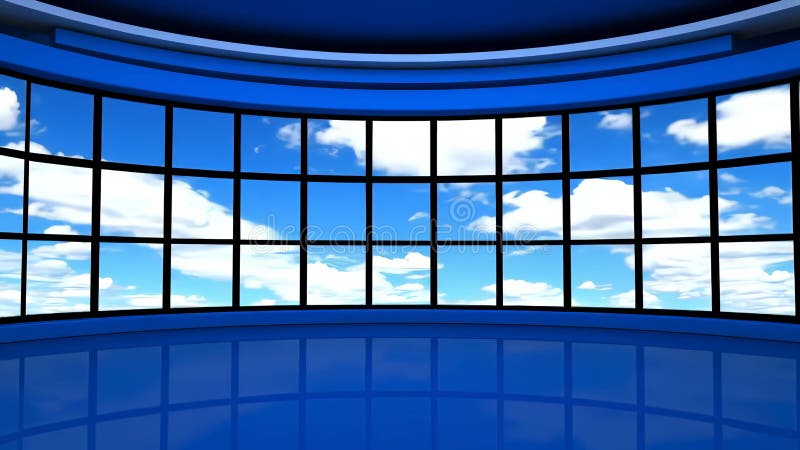 Virtual Studio Environment with Blue Sky and Clouds on Large Curved ...