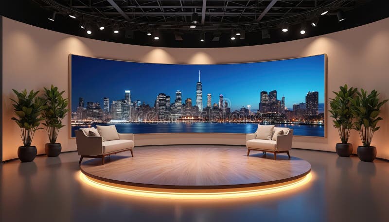 Virtual Studio Setup. Modern Studio Space. New York Cityscape ...