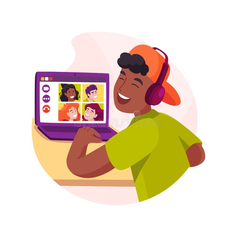 Virtual Study Group Isolated Cartoon Vector Illustration. Stock Vector ...