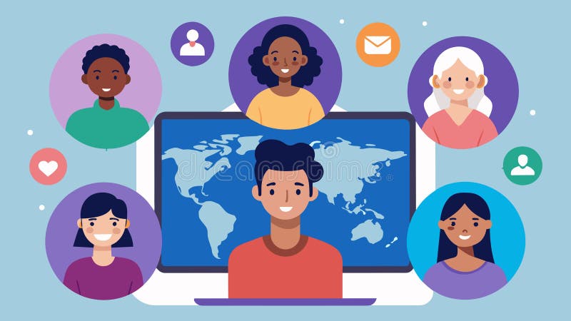 A Virtual Support Group Meeting with Faces Appearing on a Screen from ...