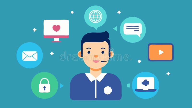 Virtual Support Tools a Technician Surrounded by Floating Icons ...