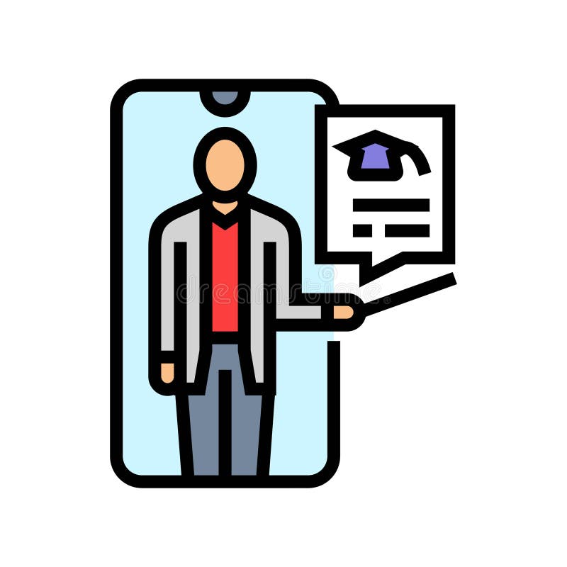 Virtual Teacher Education Platform Color Icon Vector Illustration Stock ...