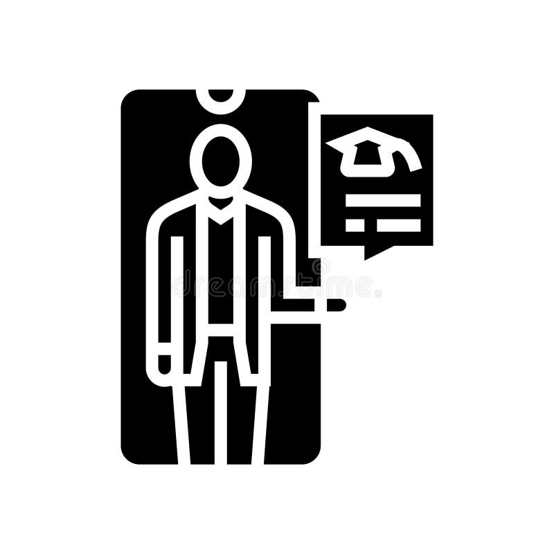 Virtual Teacher Education Platform Glyph Icon Vector Illustration Stock ...
