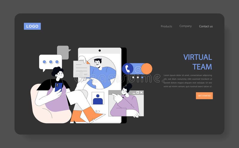 Virtual Team Collaboration. Vector Illustration. Stock Vector ...