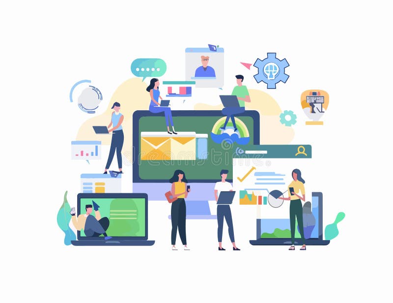 Virtual Team Working with Online Tools and Data Visualization Elements ...