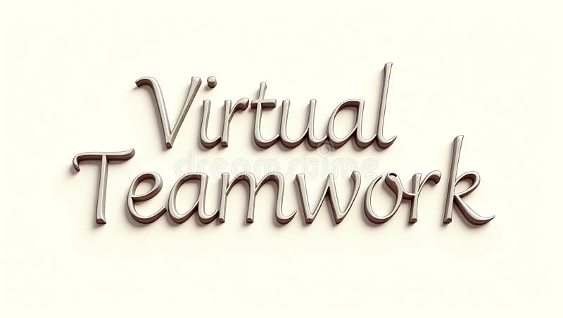 Virtual Teamwork Concept with Elegant Typography on a Plain Background ...