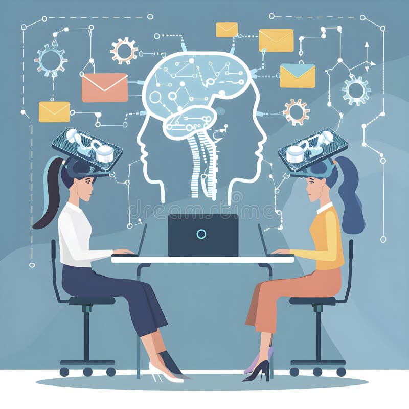 Virtual Teamwork in Digital World Illustration Stock Photo - Image of ...